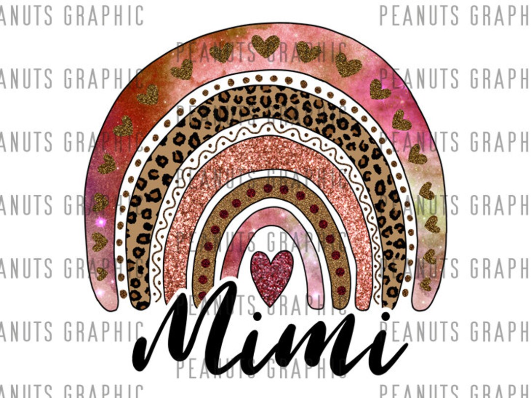 Mimi Rainbow PNG Sublimation Design Leopard Cheetah Heart - Etsy