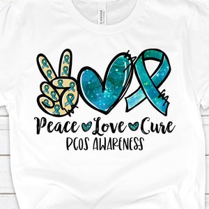 Peace Love Cure PNG Sublimation Design PCOS Awareness Png - Etsy