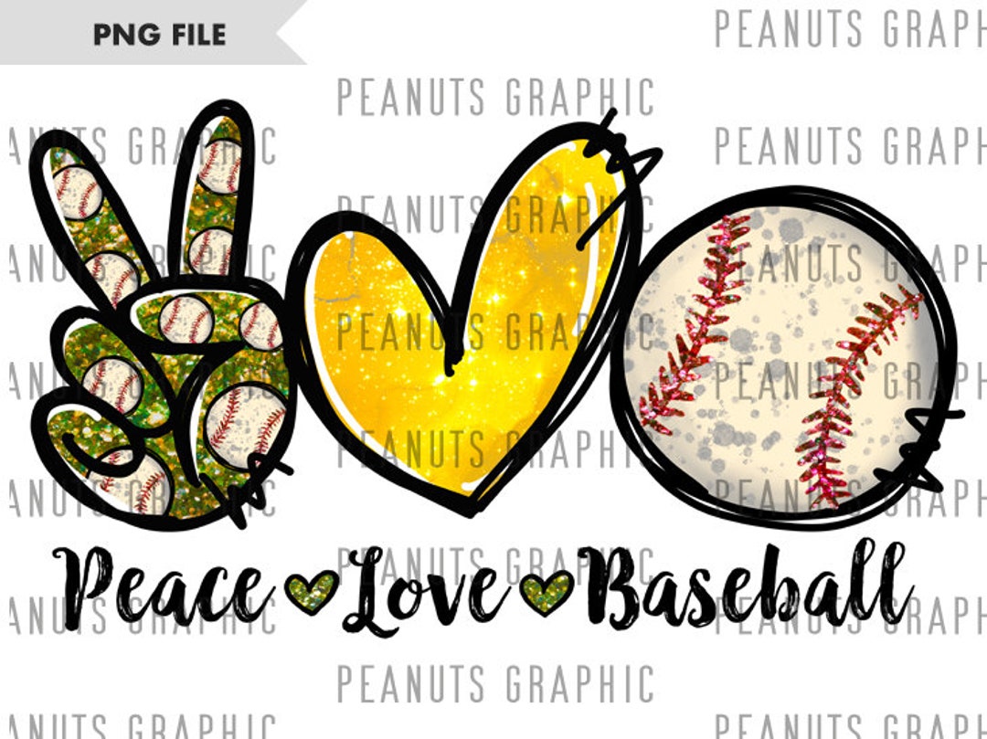 Peace Love Baseball PNG, Sublimation Design, Yellow, Digital Download ...