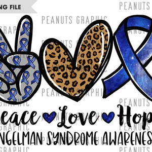 Peace Love Hope PNG, Sublimation Design, Angelman Syndrome Awareness ...