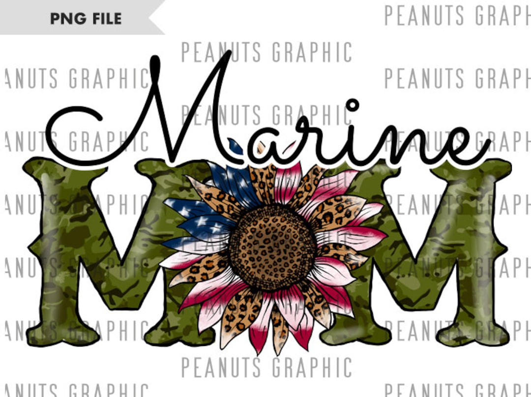Marine Mom PNG Sublimation Design, Army Mom, Sunflower Mom, American ...