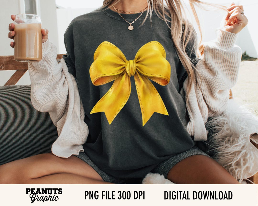 Yellow Coquette Bow PNG, Ribbon Bow Watercolor Png, Pastel Yellow ...