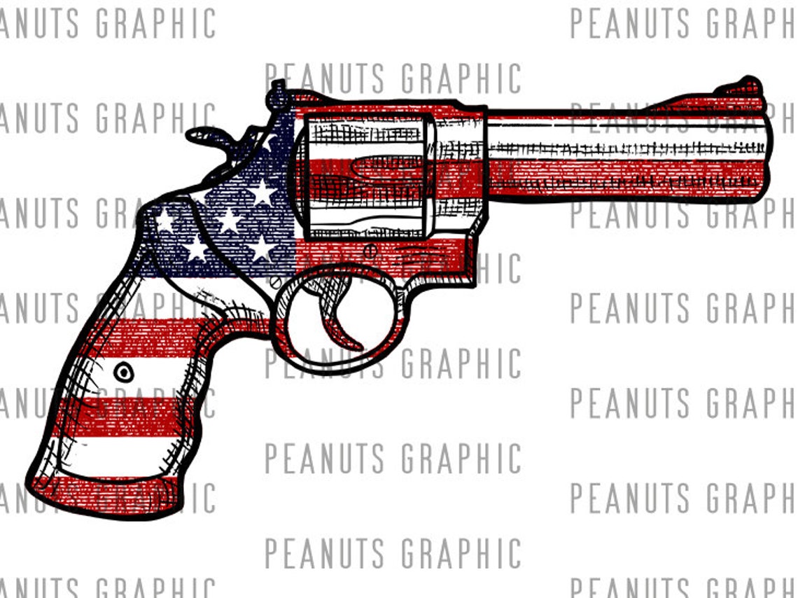 Gun Revolver US Flag PNG Sublimation Design American - Etsy