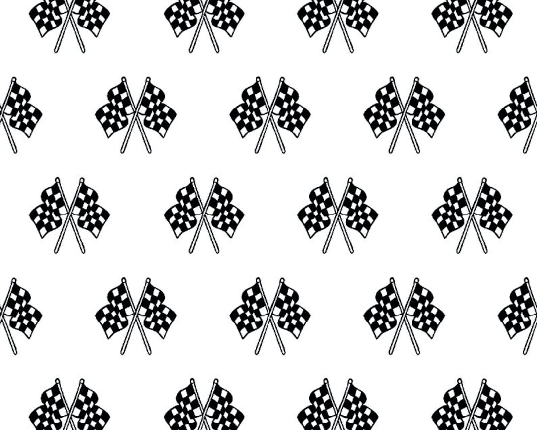 Checkered Flag Racing Vintage Cars Seamless Repeat Pattern Digital ...