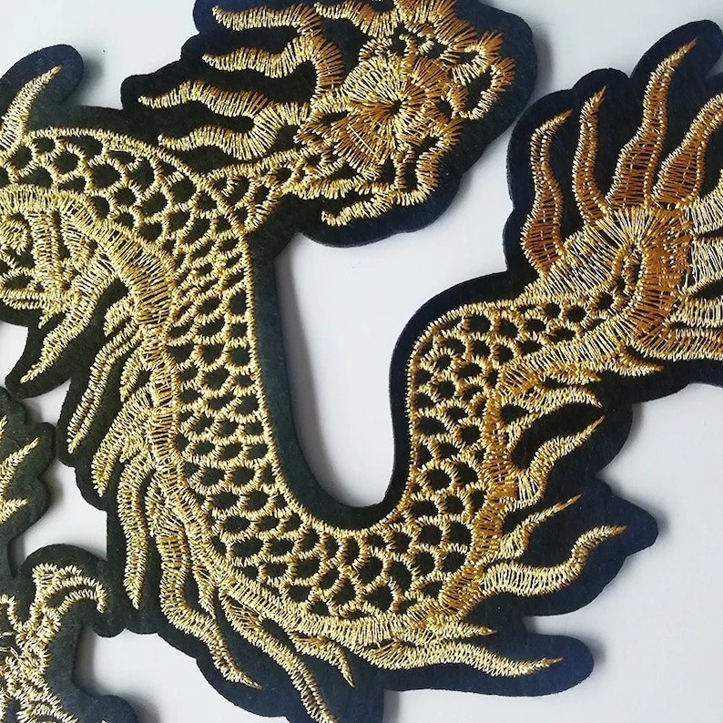 Discount/golden Chinese Dragon Embroidery Patch /sew on - Etsy