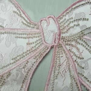 Bow Hand Embroidery Applique Patch: Pink Lace Fabric - Etsy
