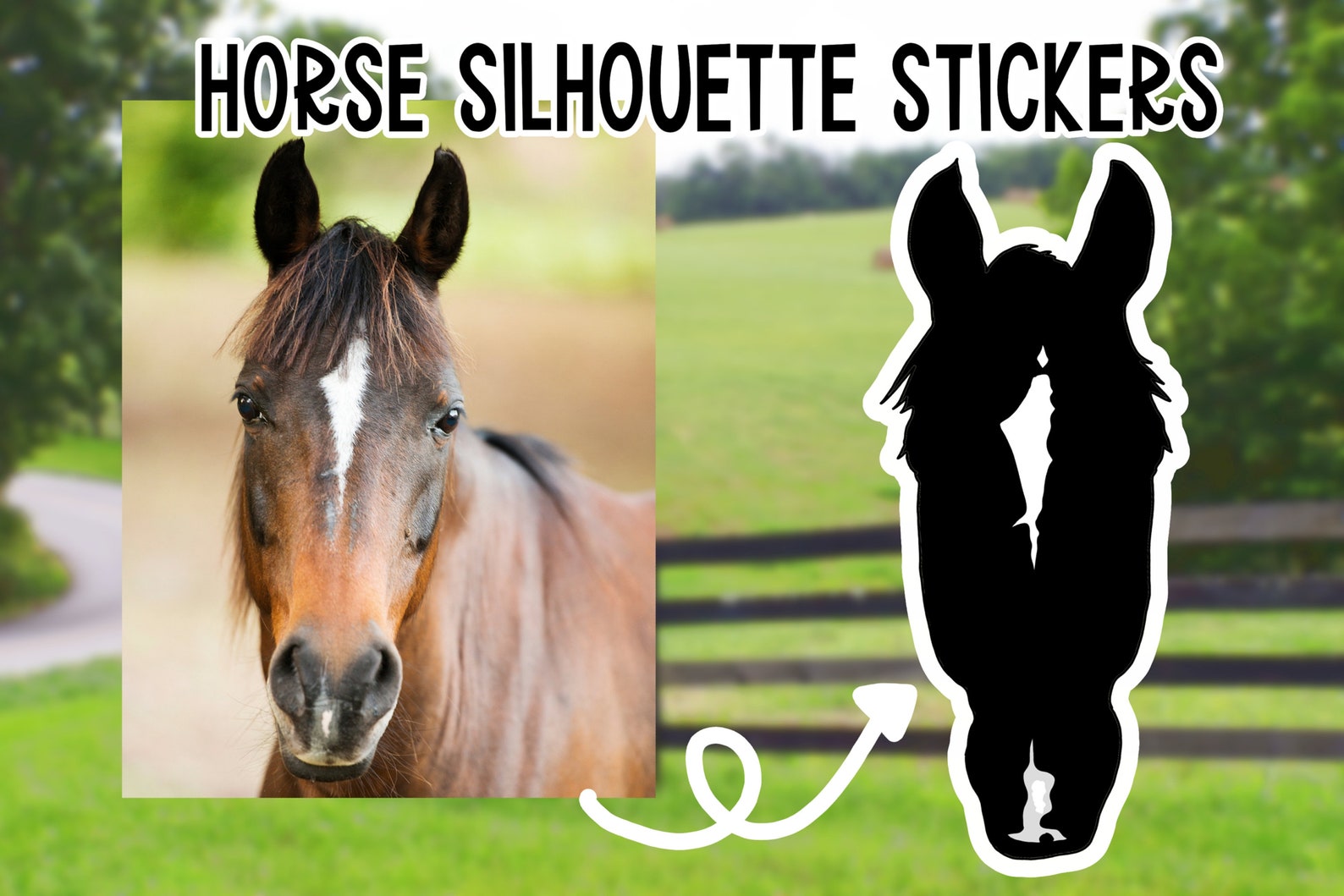 Custom Horse Head Silhouette Sticker With Name Waterproof Vsco Laptop ...
