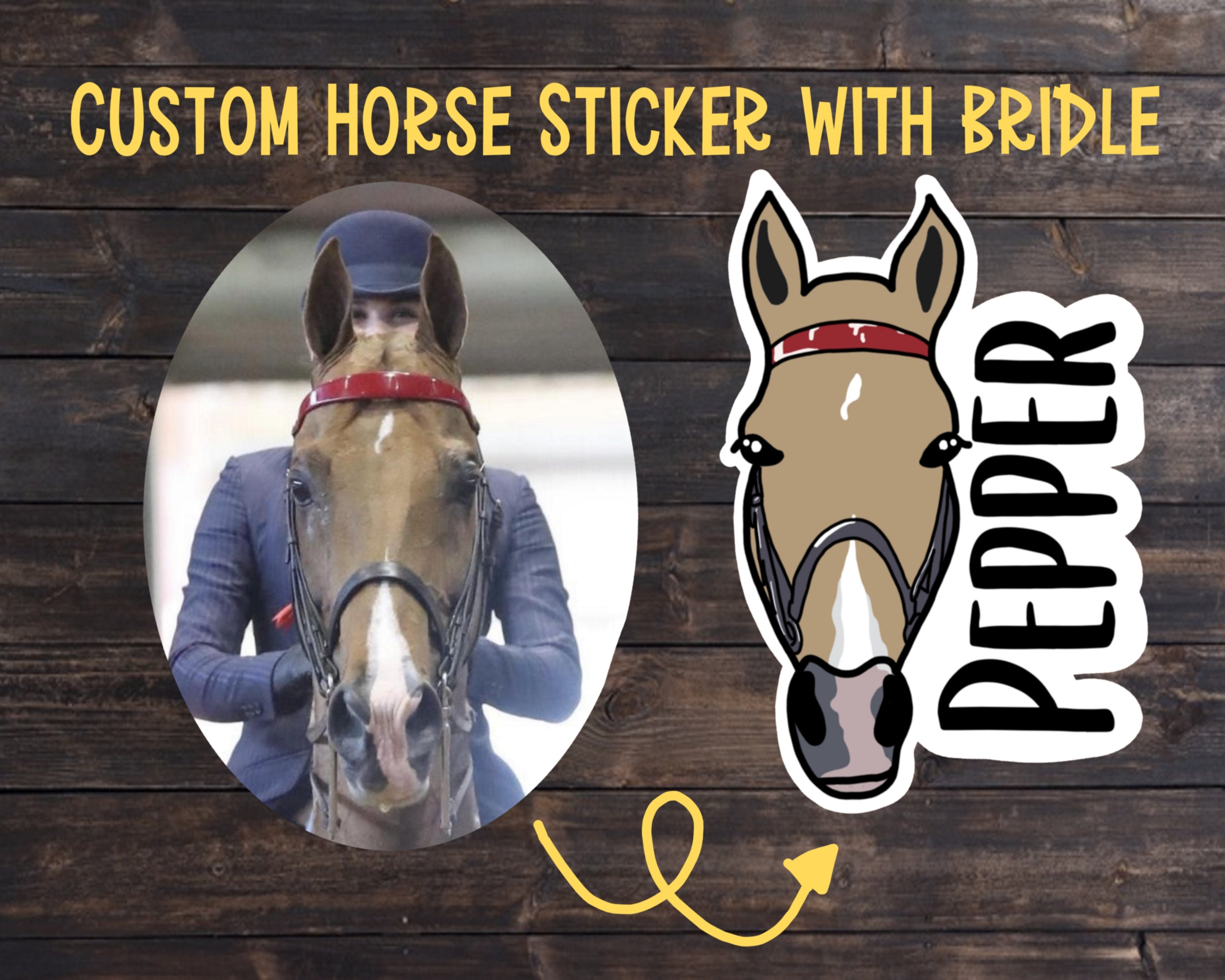 Custom Horse Head Sticker With Name Waterproof Vsco Laptop - Etsy