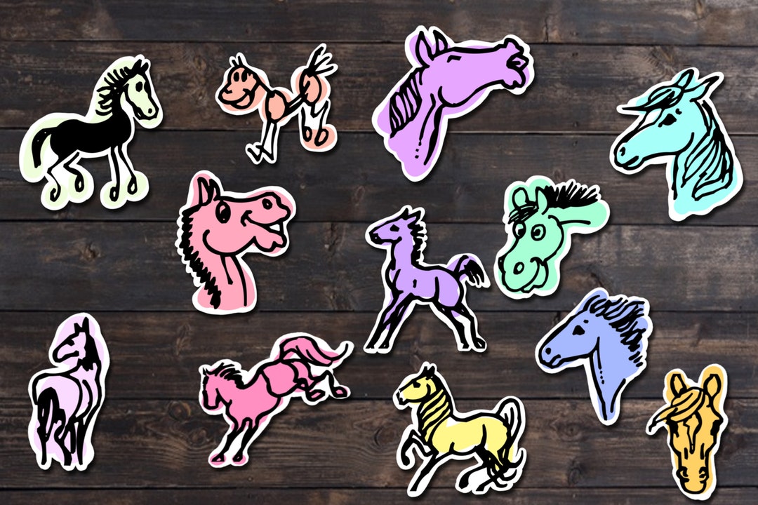 Horse Doodles Sticker Set Equestrian Waterproof Vsco Laptop Water ...