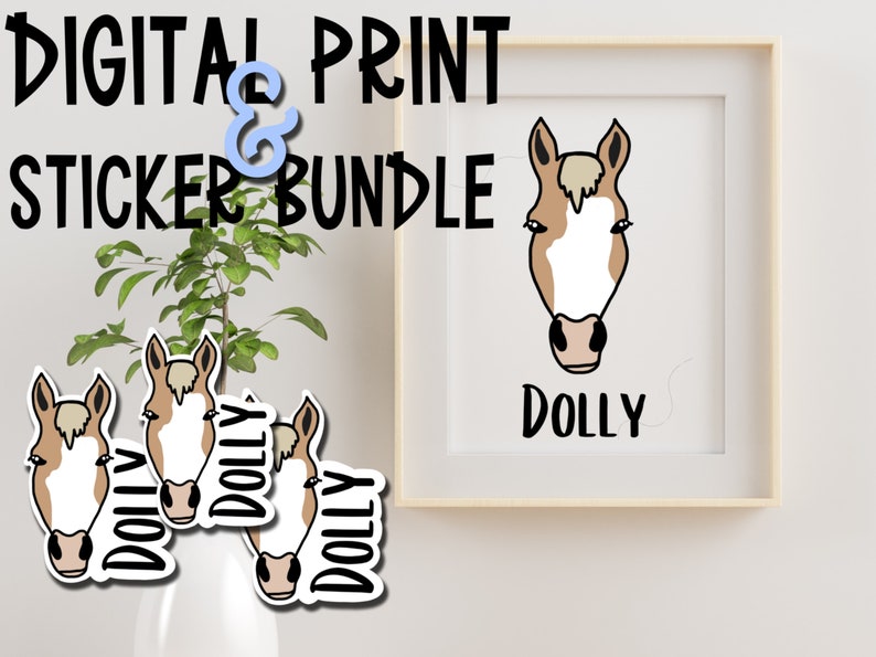 Custom Horse Head Sticker With Name Waterproof Vsco Laptop - Etsy