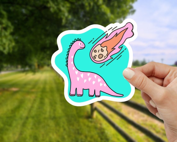 Dino and Asteroid Sticker Science Sticker Dinosaur Decal - Etsy