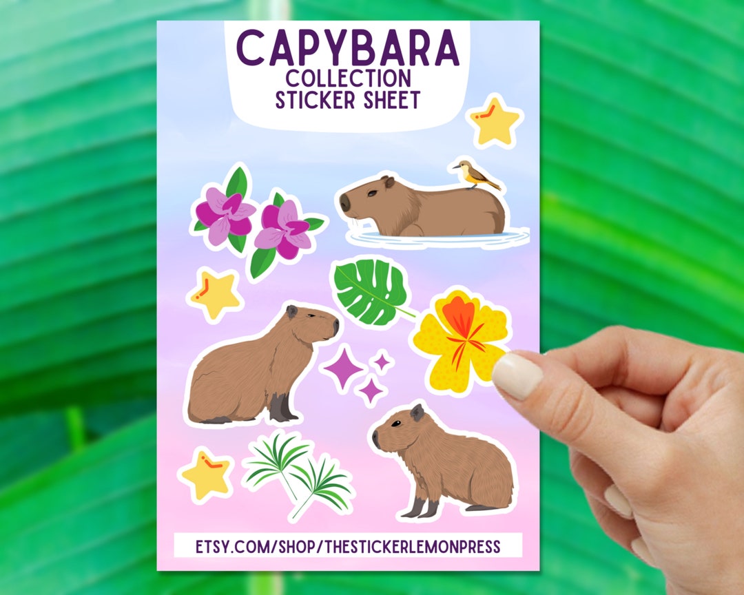 Capybara Sticker Sheet, Brazil Animal Stickers, Peru Sticker, Capy Die ...