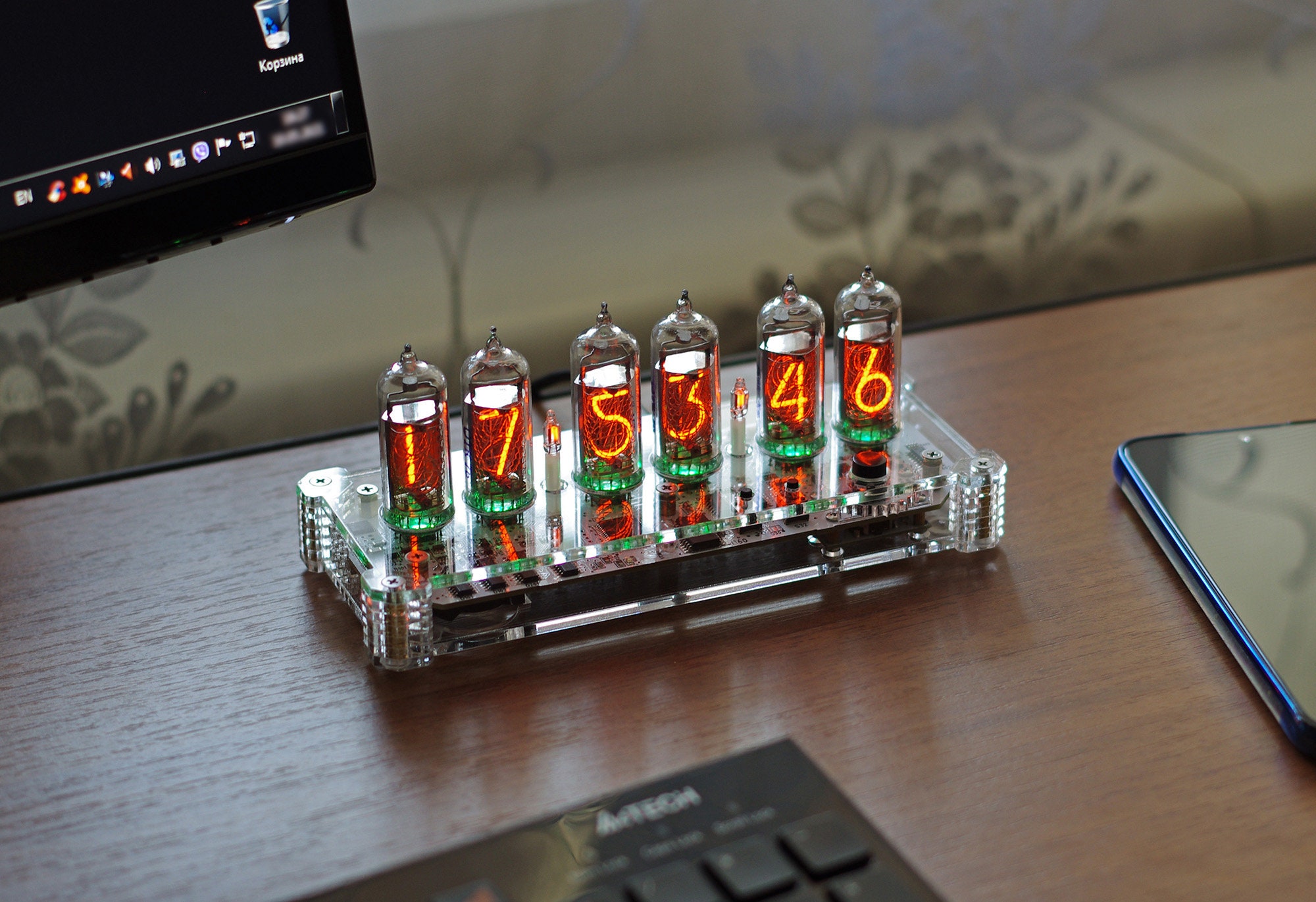 Nixie Tube Clock on 6 IN-14 Tubes Assembled Acrylic Case USB Powered - Etsy