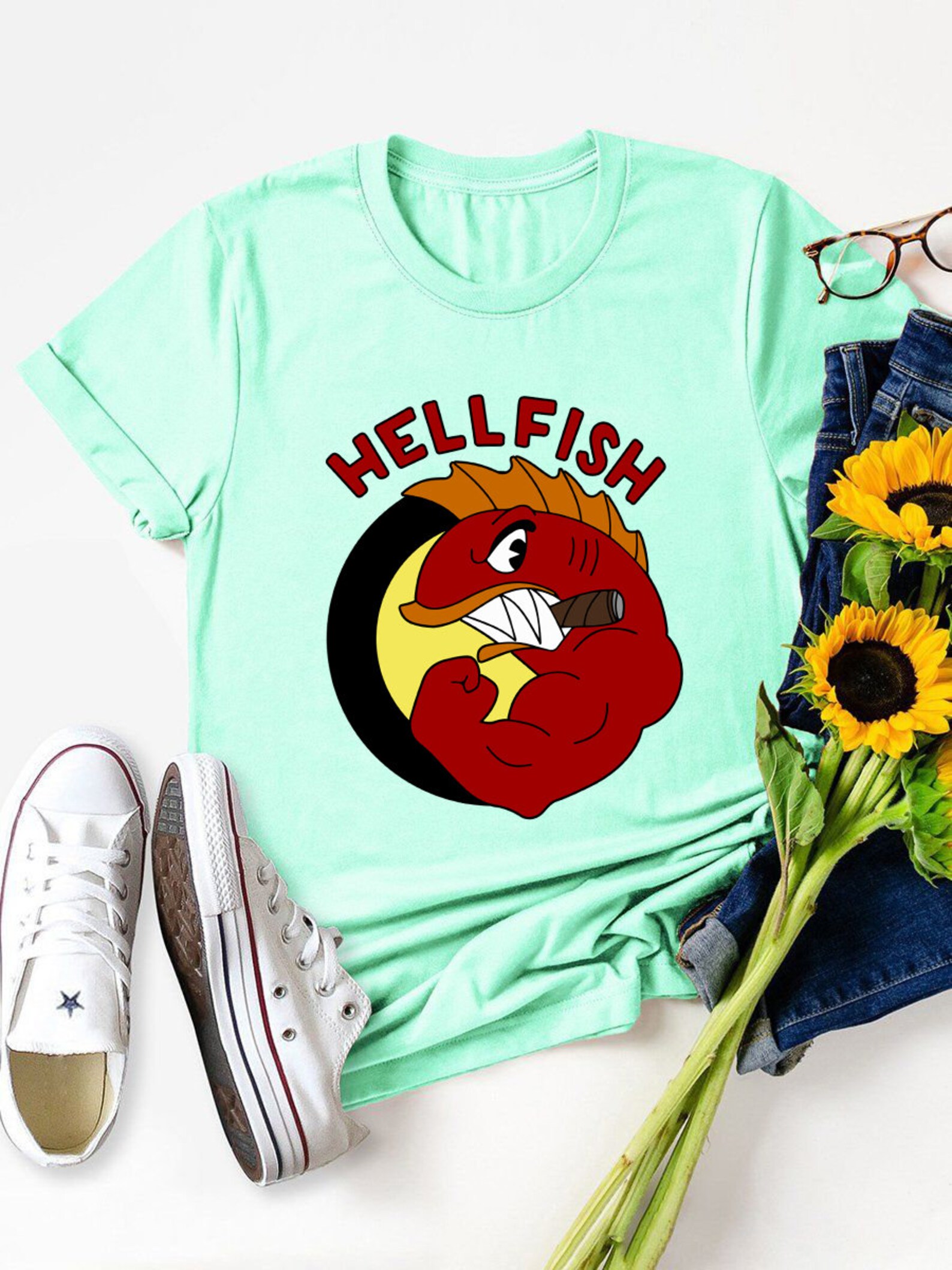 Hellfish Simpsons Tshirt The Flying Hellfish Logo The | Etsy