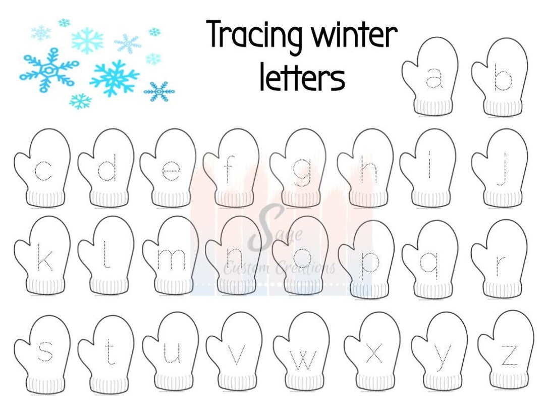 Preschool-kindergarten Winter Tracing Letters, Tracing Number and ...