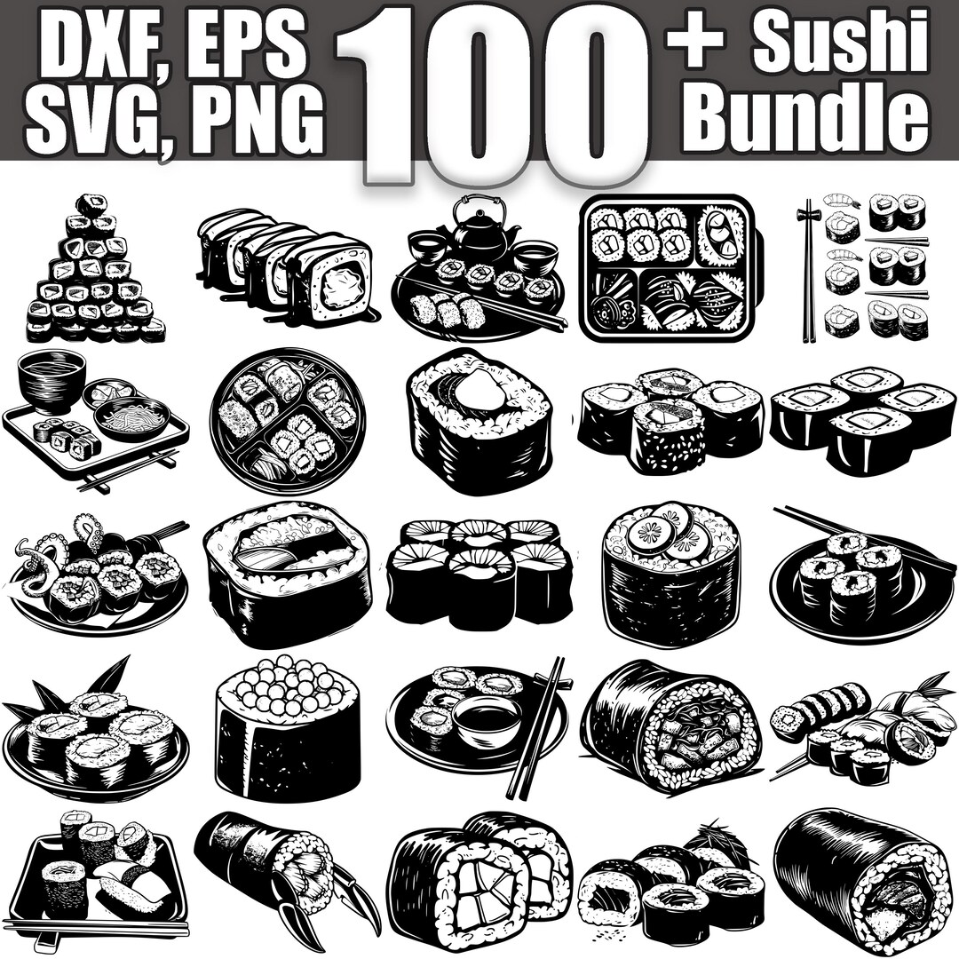 Tokyo Wraps Sushi SVG Bundle, Set of 100, Instant Digital Download Svg ...