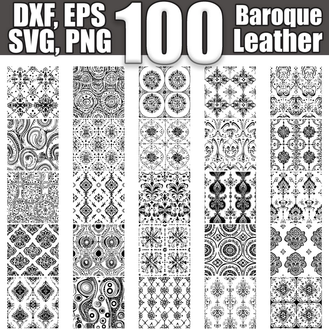 Baroque Leather Pattern SVG Bundle, Set of 100, Instant Digital ...