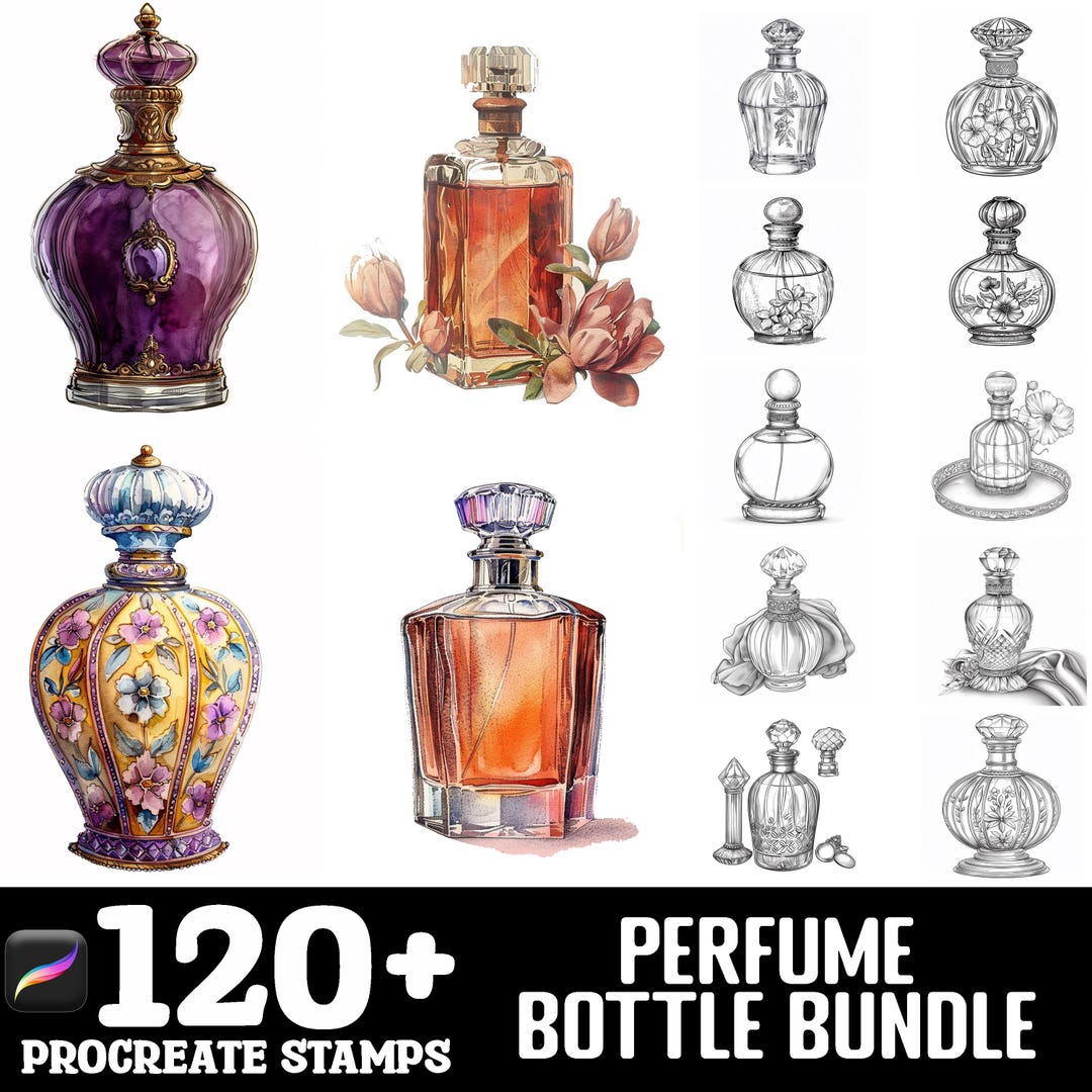 128+ Perfume Bottle Procreate Brush Set | Stamps for Procreate ...