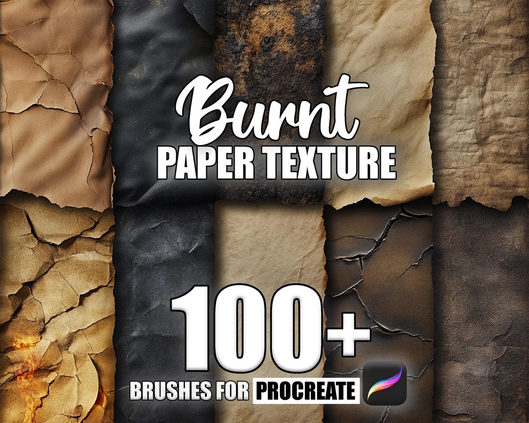 Burnt Paper Texture Brushes: 100+ Seamless Procreate Patterns (instant ...