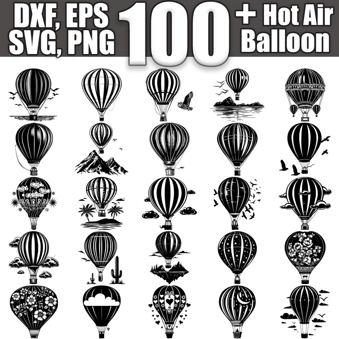 Hot Air Balloon SVG Bundle, Set of 100, Instant Digital Download Svg ...