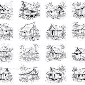 100+ Hut House Procreate Brush Set | Unique Realistic Hut House Stamp ...