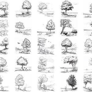 128+ Tree Lake by Nature Procreate Brush Set | Stamps for Procreate ...