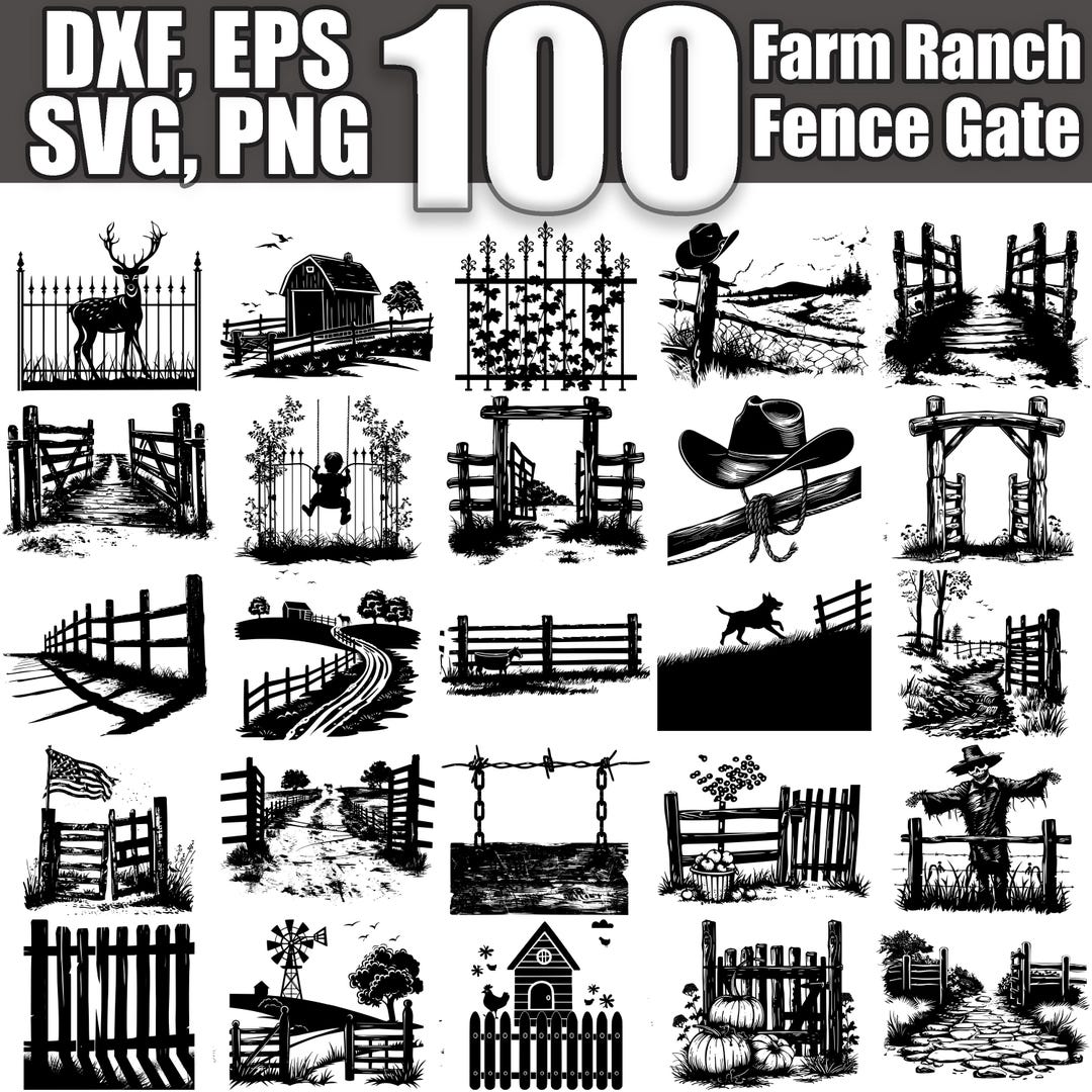 Farm Ranch Fence Gate SVG Bundle, Set of 100, Instant Digital Download ...