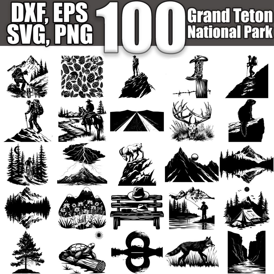 Grand Teton National Park SVG Bundle, Set of 100, Instant Digital ...