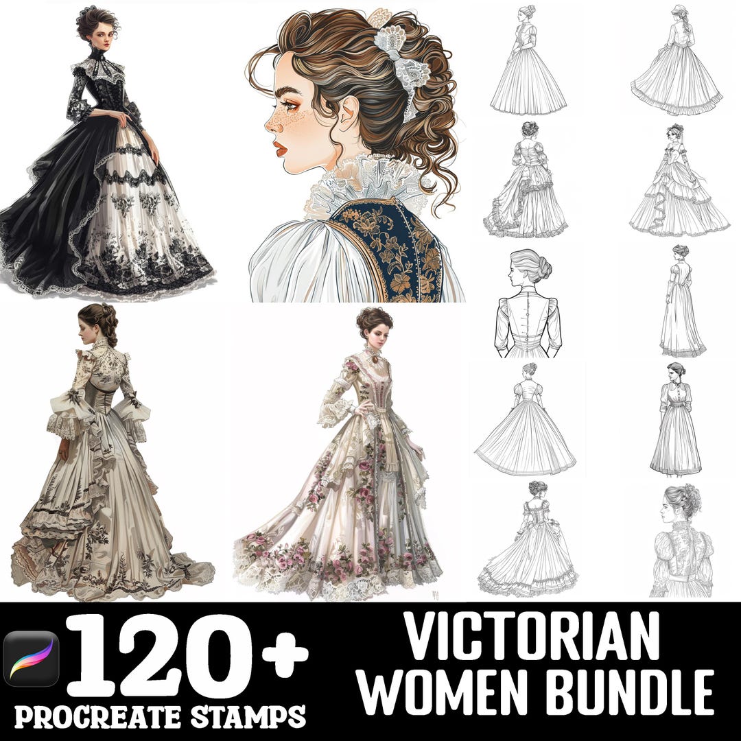 100+ Victorian Women Brush Set | Unique Stamp Brushes | Instant Digital ...