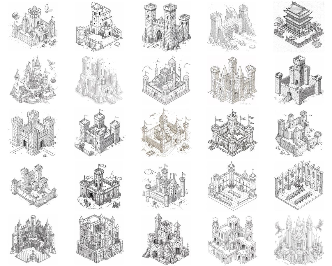 100+ Isometric Castle Procreate Brush Set | Procreate Stamp Brushes ...