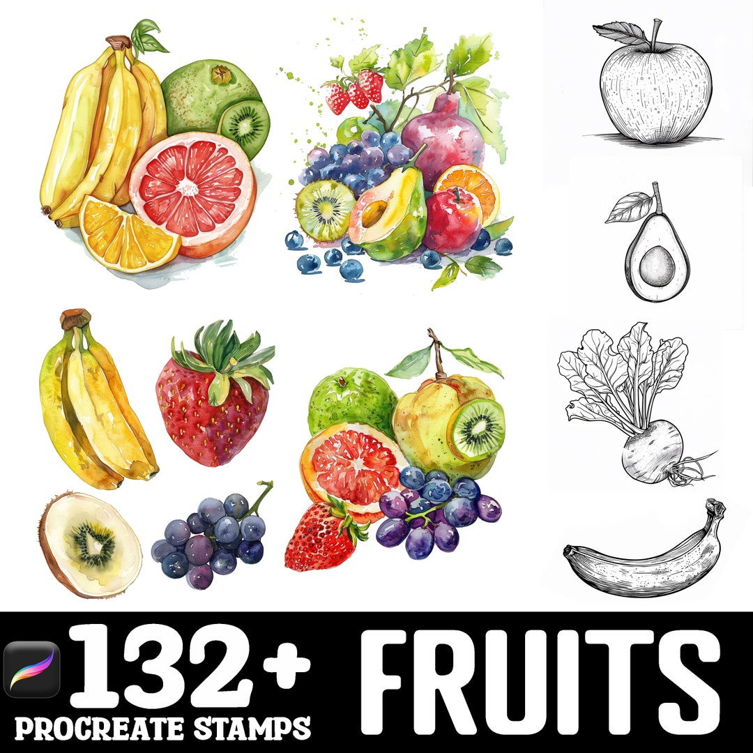132 Fruits Procreate Brush Set | Stamps for Procreate | Instant Digital ...