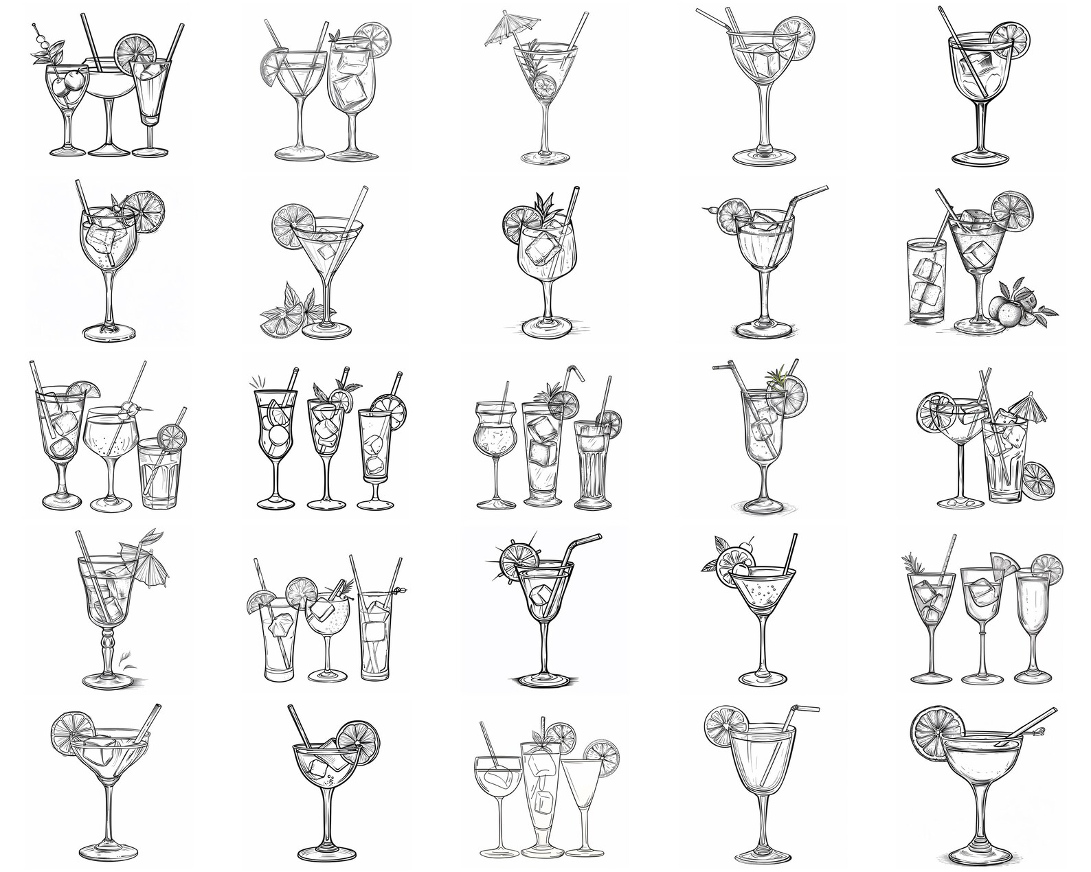 120 Cocktail Alcohol Drinks Brush Set | Stamps for Procreate | Instant ...
