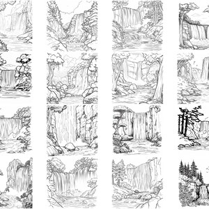 150+ Waterfall Scene Procreate Brush Set | Stamps for Procreate ...