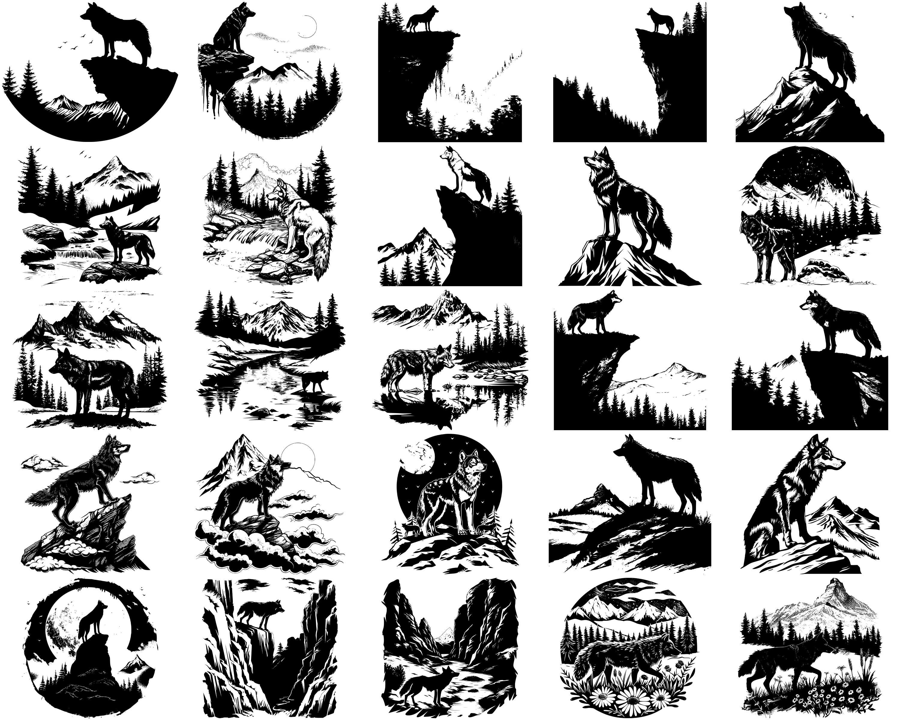 Mountain Wolf SVG Bundle, Set of 100, Instant Digital Download Svg Png ...