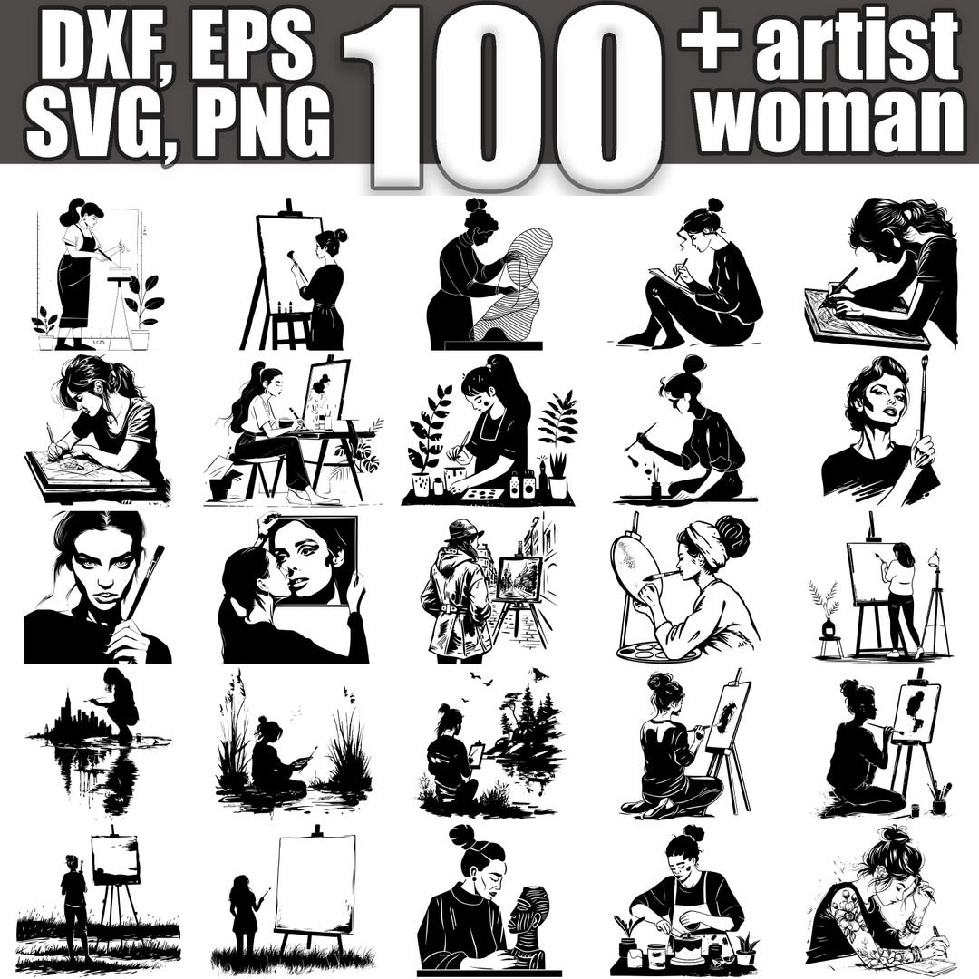 Artist Woman SVG Bundle, Set of 100, Instant Digital Download Svg Png ...
