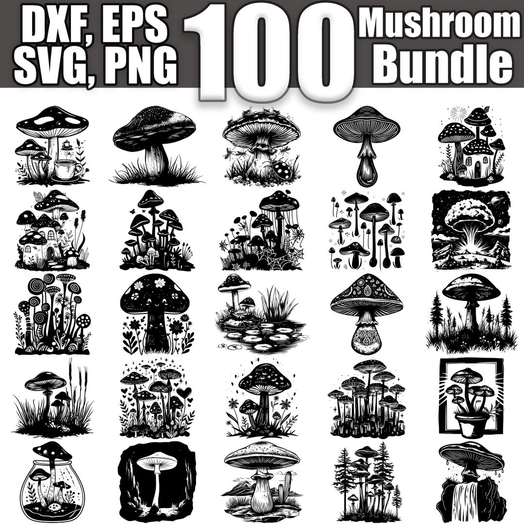 Mushroom SVG Bundle, Set of 100, Instant Digital Download Svg Png Dxf ...