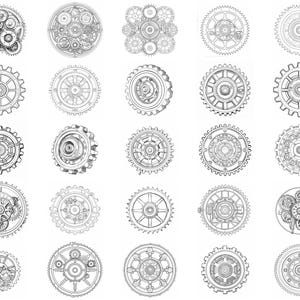 128+ Mechanical Gears Procreate Brush Set | Stamps for Procreate ...