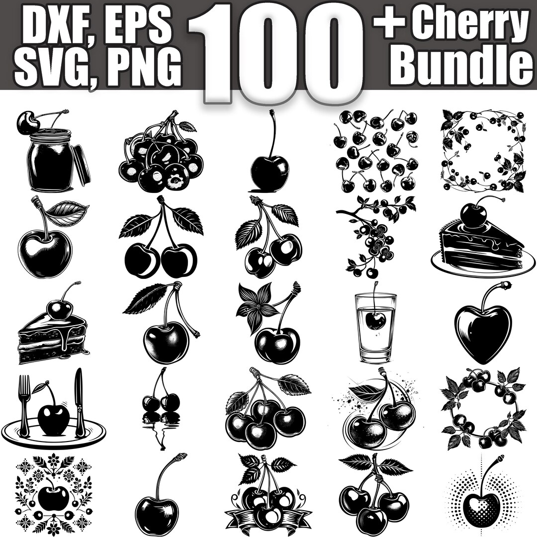 Cherry SVG Bundle, Set of 100, Instant Digital Download Svg Png Dxf Eps ...