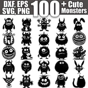 Cute Monsters SVG Bundle, Set of 100, Instant Digital Download Svg Png ...