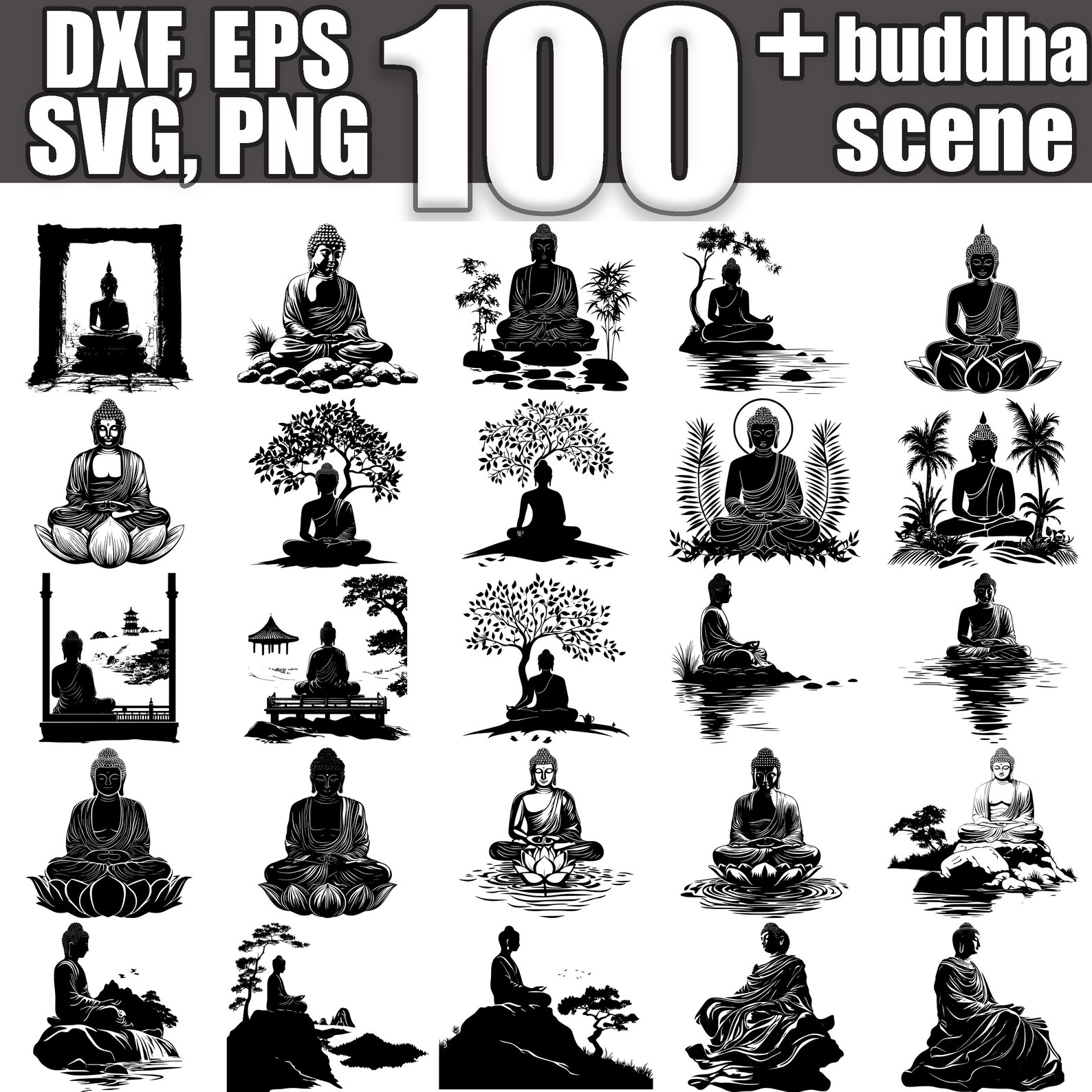 Buddha SVG Bundle, Set of 100, Instant Digital Download Svg Png Dxf Eps ...