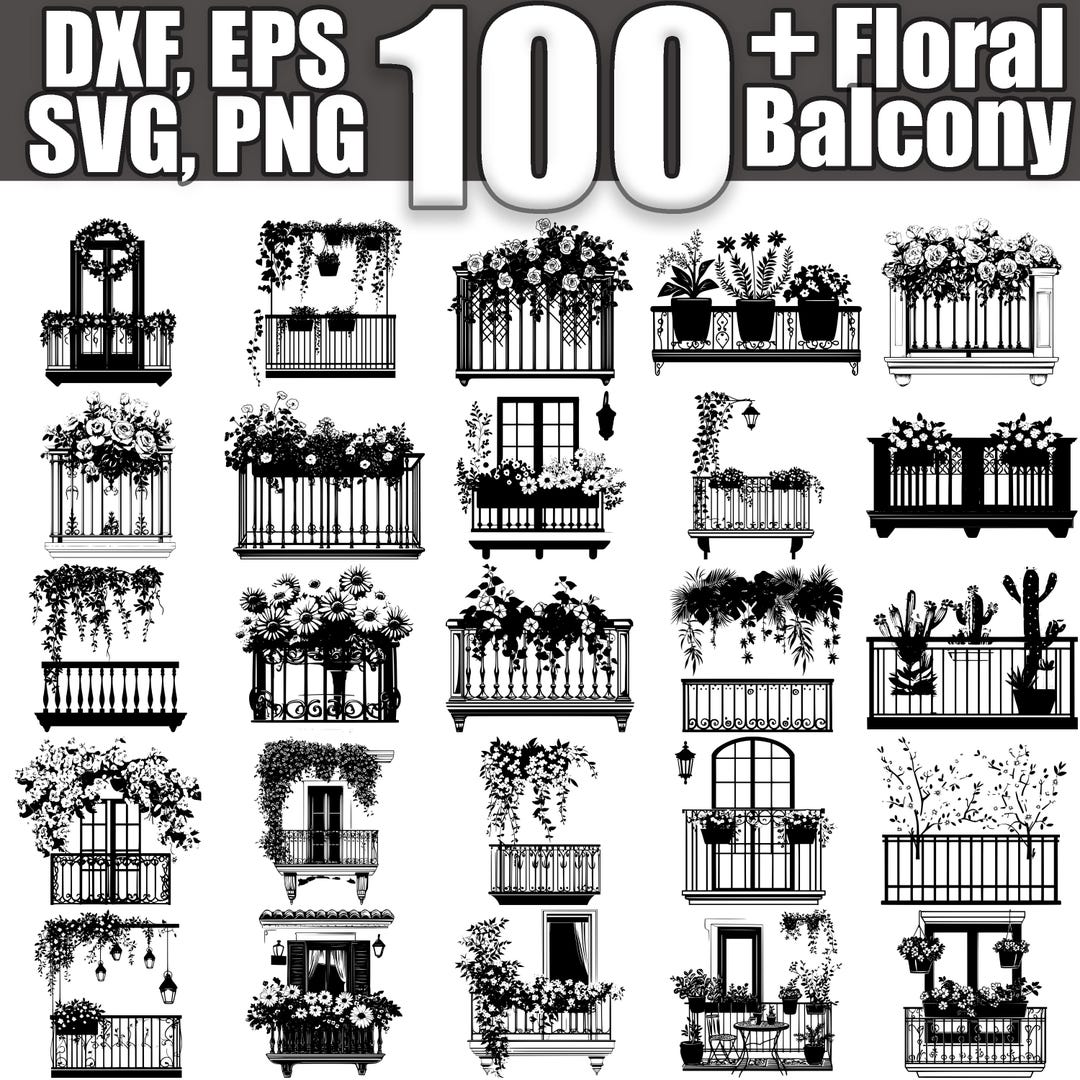 Floral Balcony SVG Bundle, Set of 100, Instant Digital Download Svg Png ...
