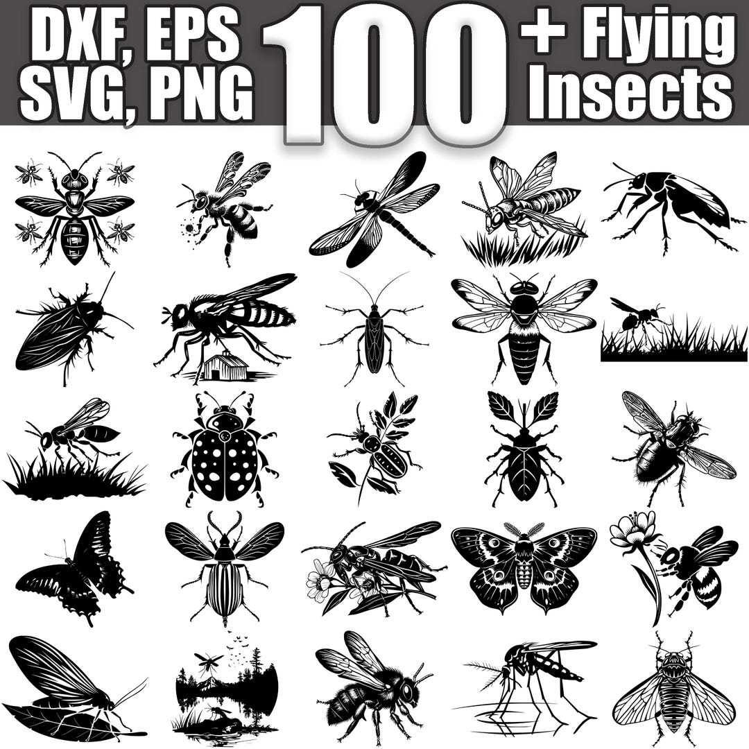Flying Insects SVG Bundle, Set of 100, Instant Digital Download Svg Png ...
