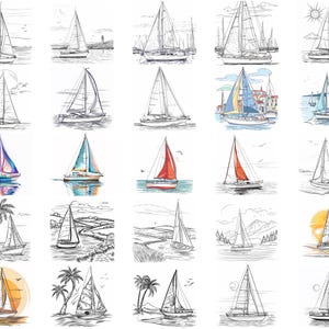 128+ Sailboat Procreate Brush Set | Stamps for Procreate | Instant ...