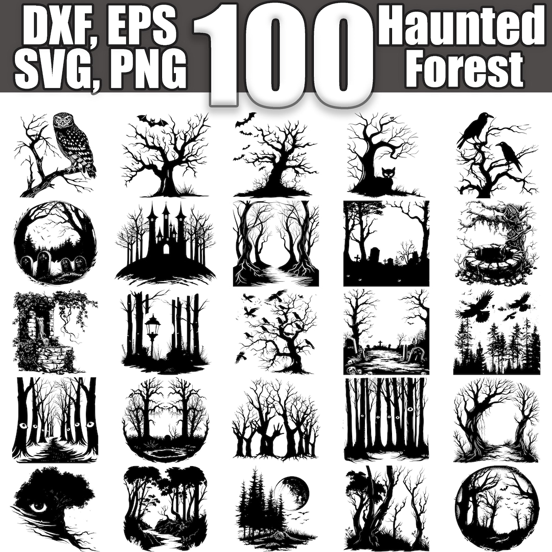 Haunted Forest SVG Bundle, Set of 100, Instant Digital Download Svg Png ...
