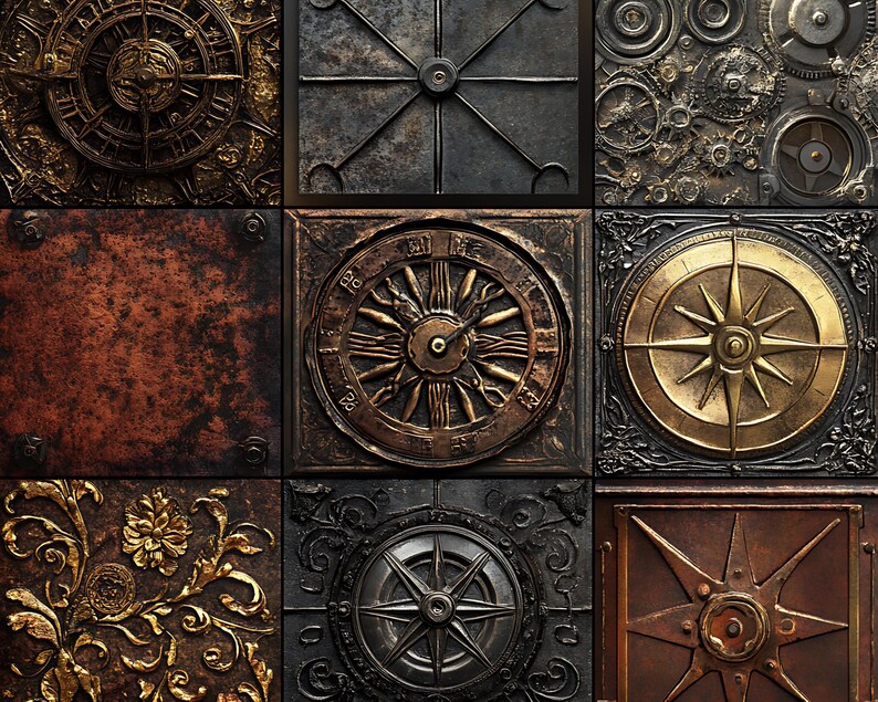 100+ Steampunk Metal Texture Procreate Brushes: Seamless Industrial ...