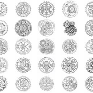 128+ Mechanical Gears Procreate Brush Set | Stamps for Procreate ...