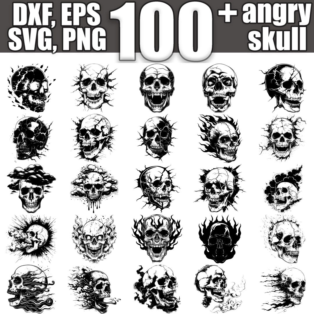 Angry Skull SVG Bundle, Set of 100, Instant Digital Download Svg Png ...