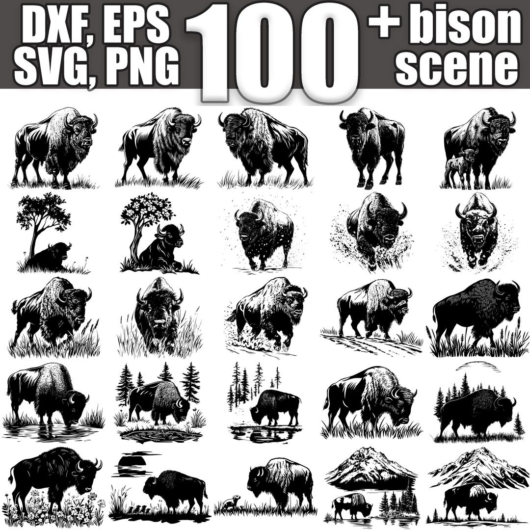 Bison SVG Bundle, Set of 100, Instant Digital Download Svg Png Dxf Eps ...