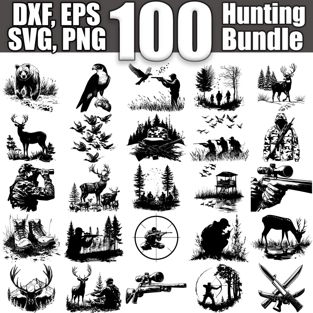 Hunting Scene SVG Bundle, Set of 100, Instant Digital Download Svg Png ...