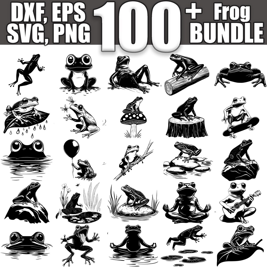 Frog SVG Bundle, Set of 100, Instant Digital Download Svg Png Dxf Eps ...